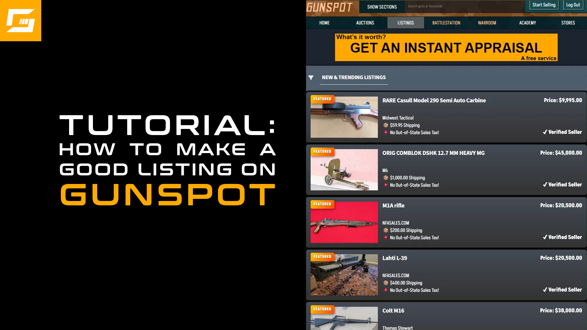 GunSpot Academy | Tutorial 1: How to make a good listing on GunSpot